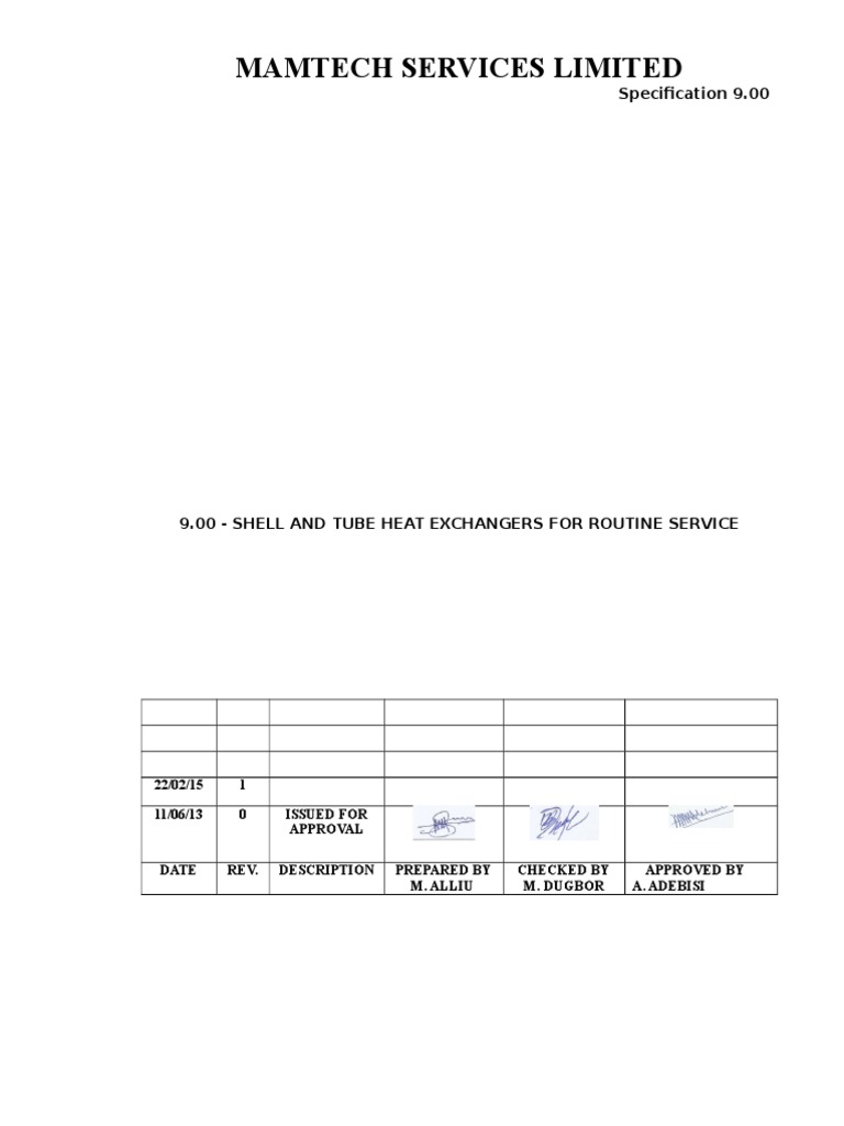 09-00 - Shell and Tube Heat Exchangers For Routine Service | PDF | Pipe ...