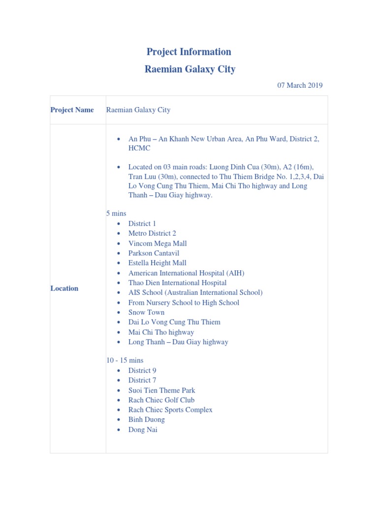 Project Information Raemian Galaxy City | PDF | Business | Nature