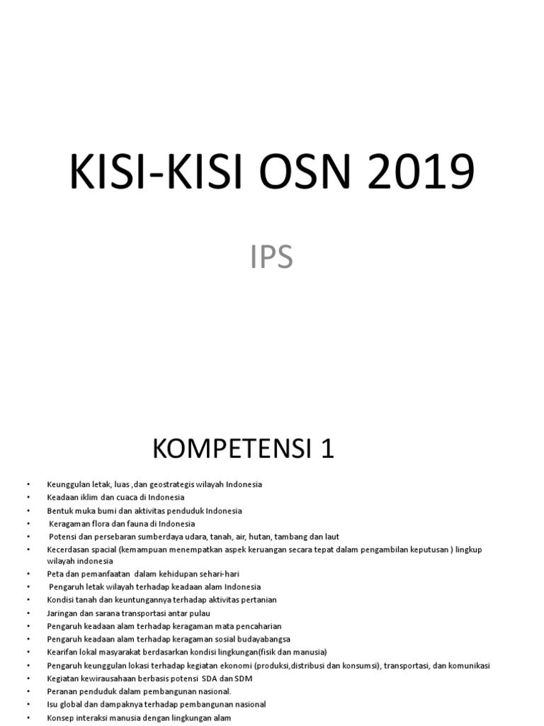 Kisi-Kisi Osn 2019 | PDF