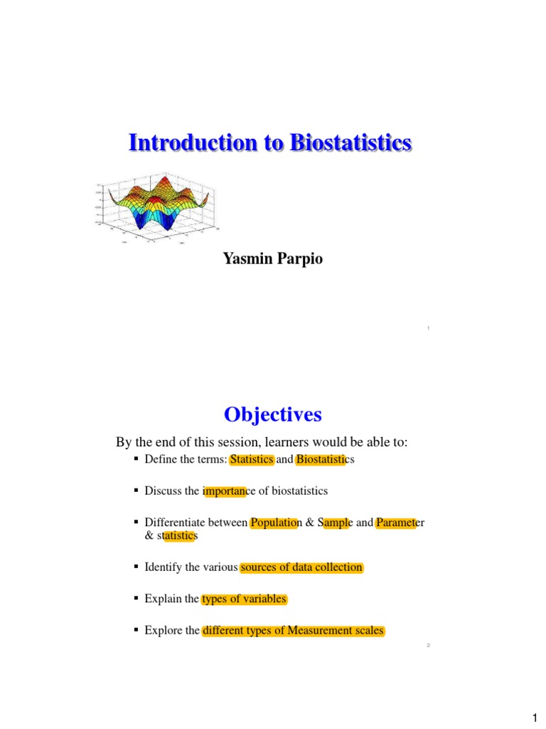 1 Introduction To Biostatistics PDF | PDF | Level Of Measurement | Biostatistics