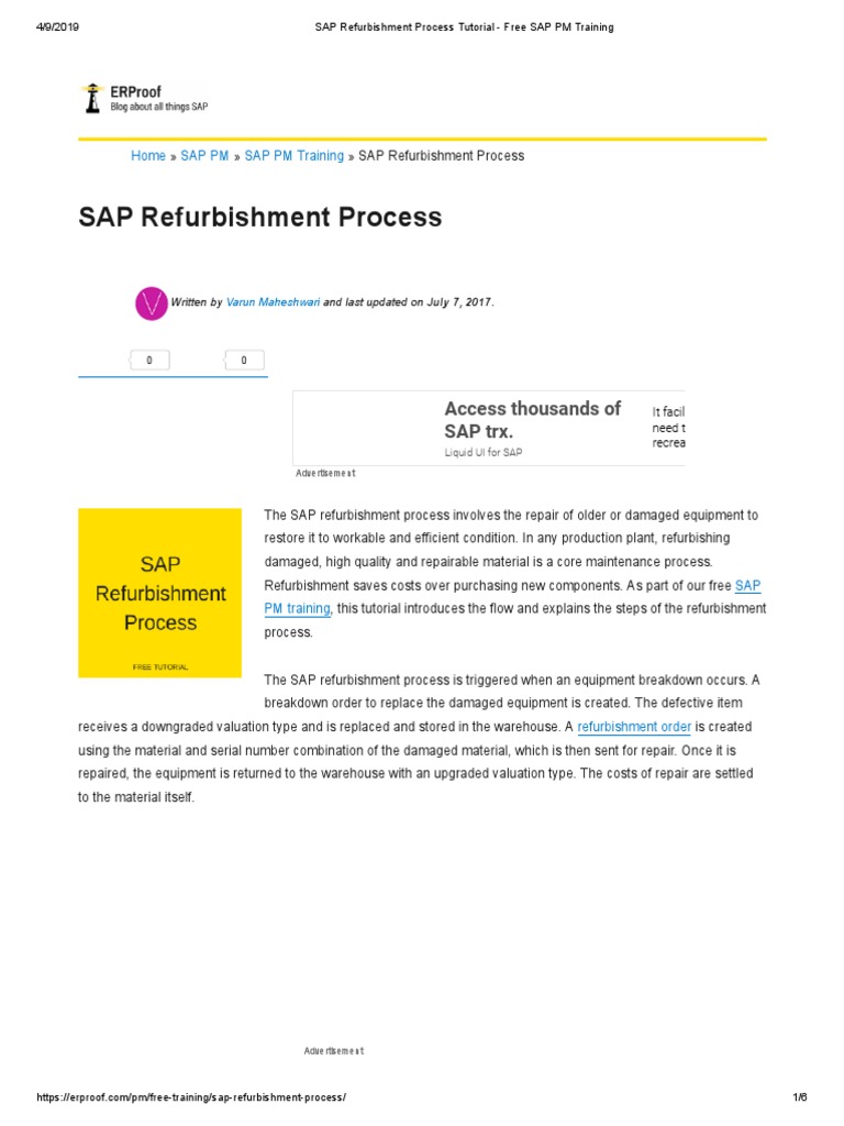 SAP Refurbishment Proacaess | PDF | Warehouse | Economies