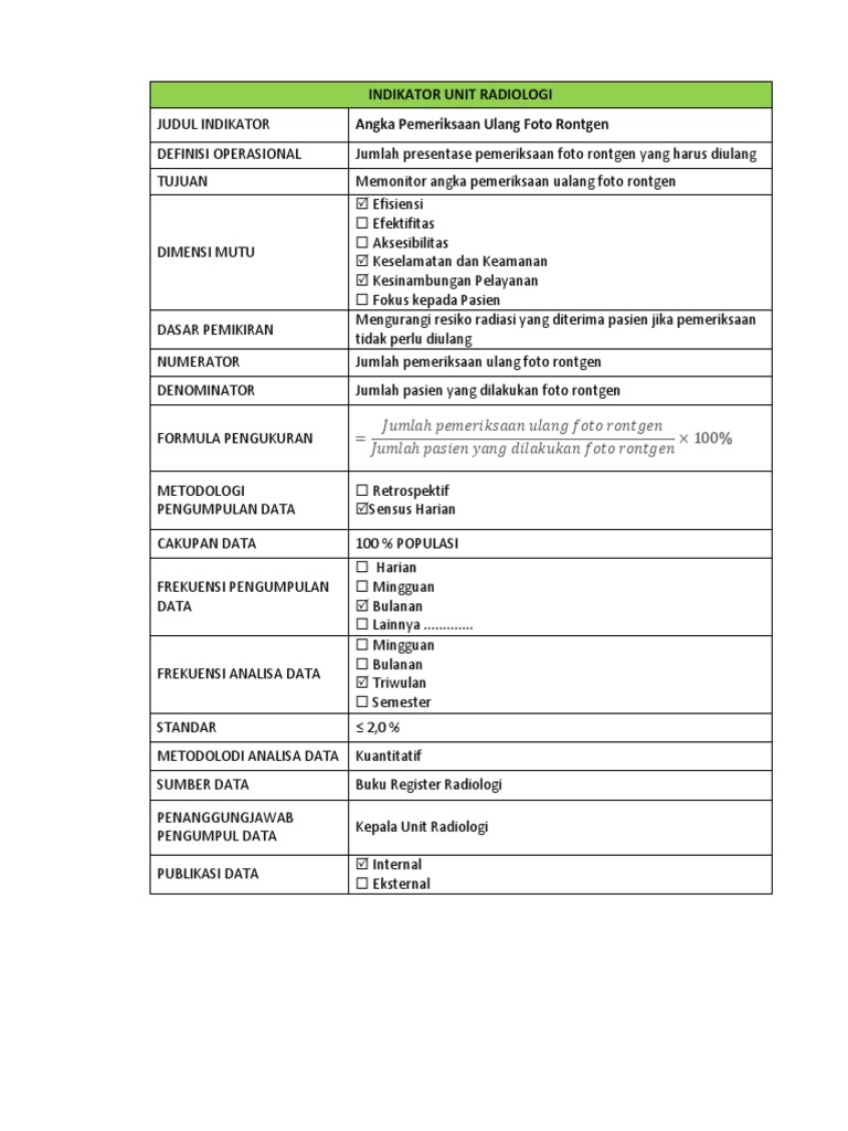 Profil Indikator Unit Radiologi | PDF