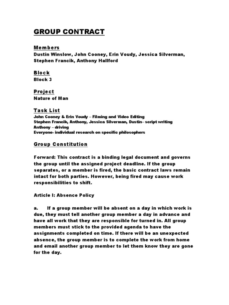 Student Contract Sample 4 | PDF | Leadership | Justice