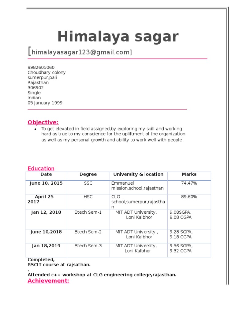 Himalaya Sagar: Objectiv e | PDF