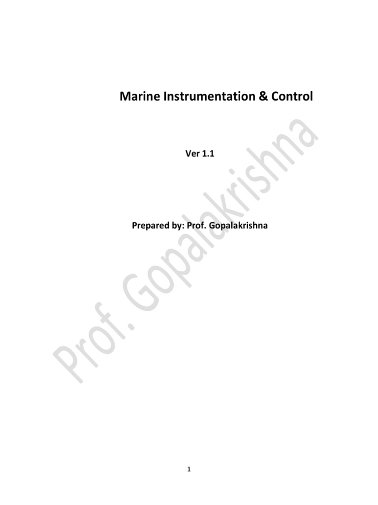 Marine Control and Instrumentation Notes Ver 1.1 PDF | PDF | Pressure ...
