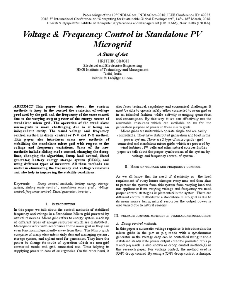 Research Paper On Standalone PV Microgrid | PDF | Electrical Grid | Distributed Generation