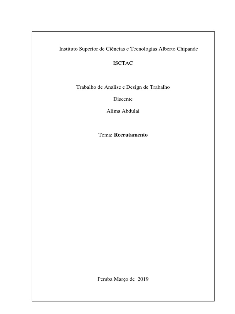 Recrutamento na ISCTAC | PDF | Recrutamento | Gestão de recursos humanos