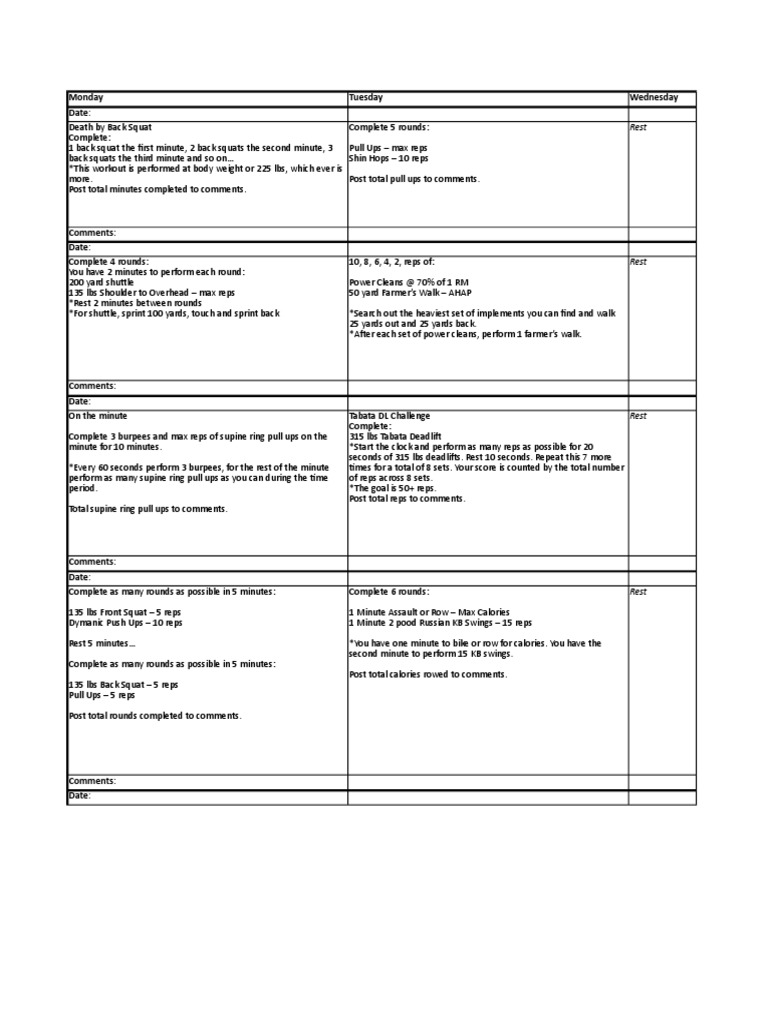 CrossFit Football Workout Schedule | PDF | Recreation | Athletic Sports