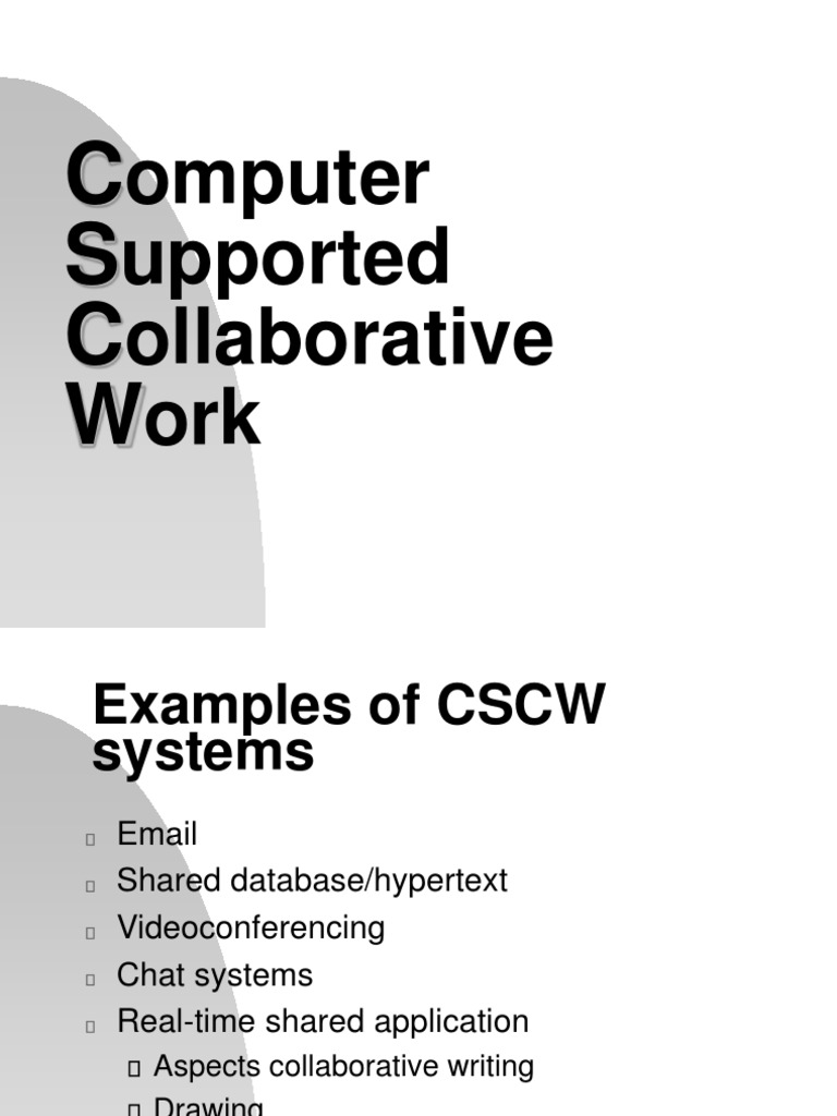 Omputer Upported Ollaborative Ork C S C W Pdf