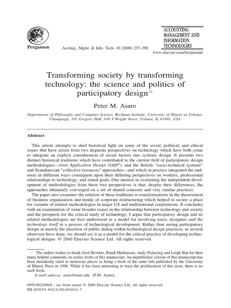 Transforming Society by Transforming Technology: The Science and ...