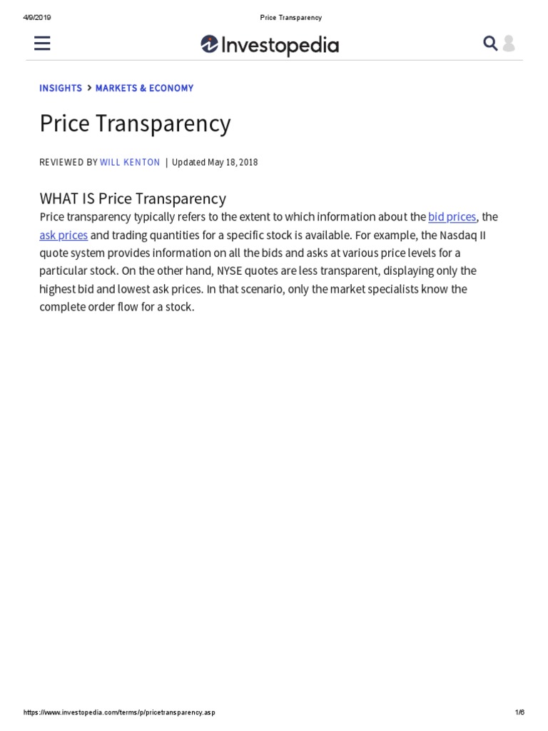 Price Transparency | PDF | Stock Market | Prices