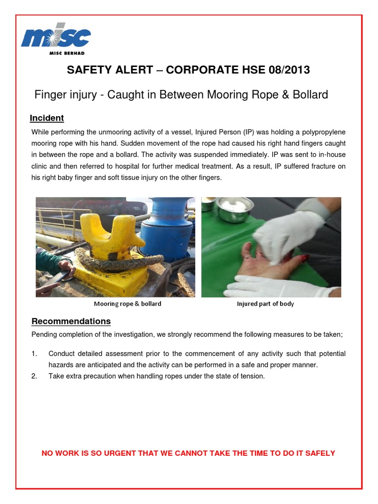 8.CHSE Alert 08 2013 (Finger Injury - Caught in Between Mooring Rope ...