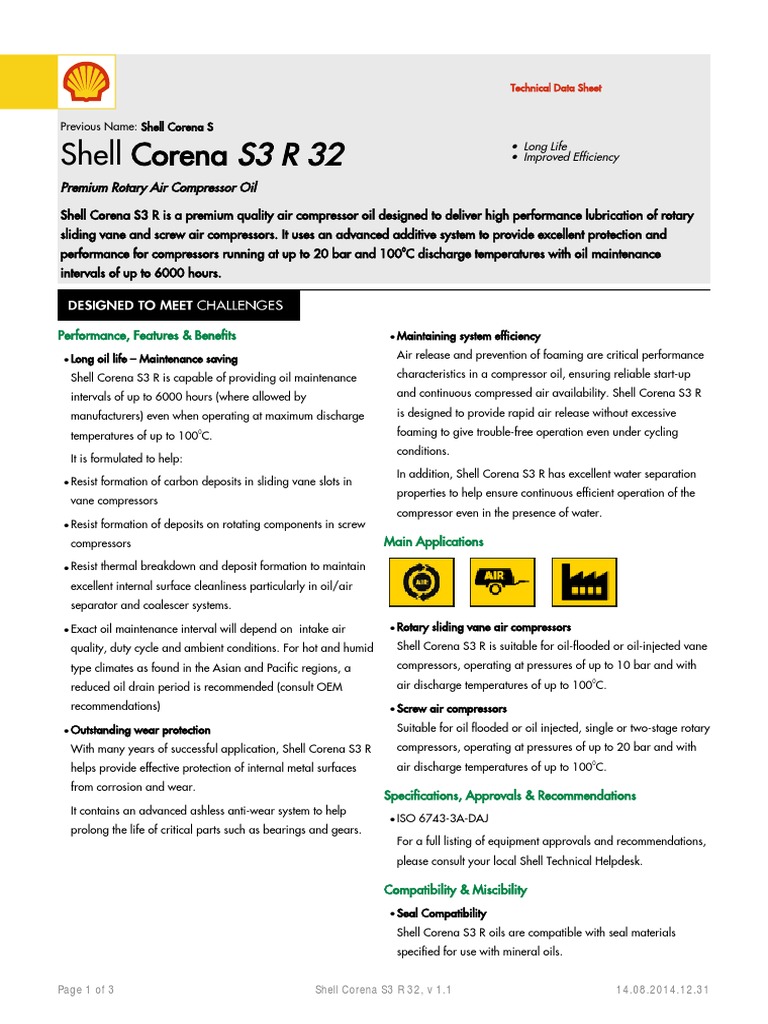 Corena S3R 32 | PDF | Chemical Engineering | Mechanical Engineering