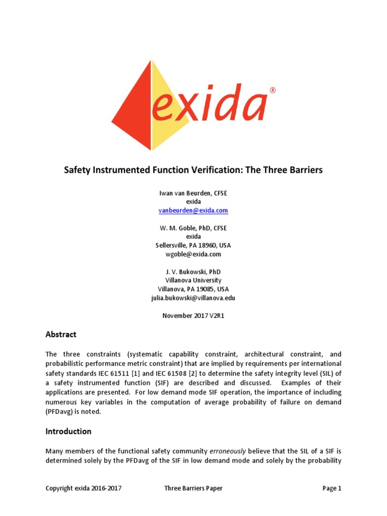 Safety Instrumented Systems (SIS), Safety Integrity Levels (SIL ...