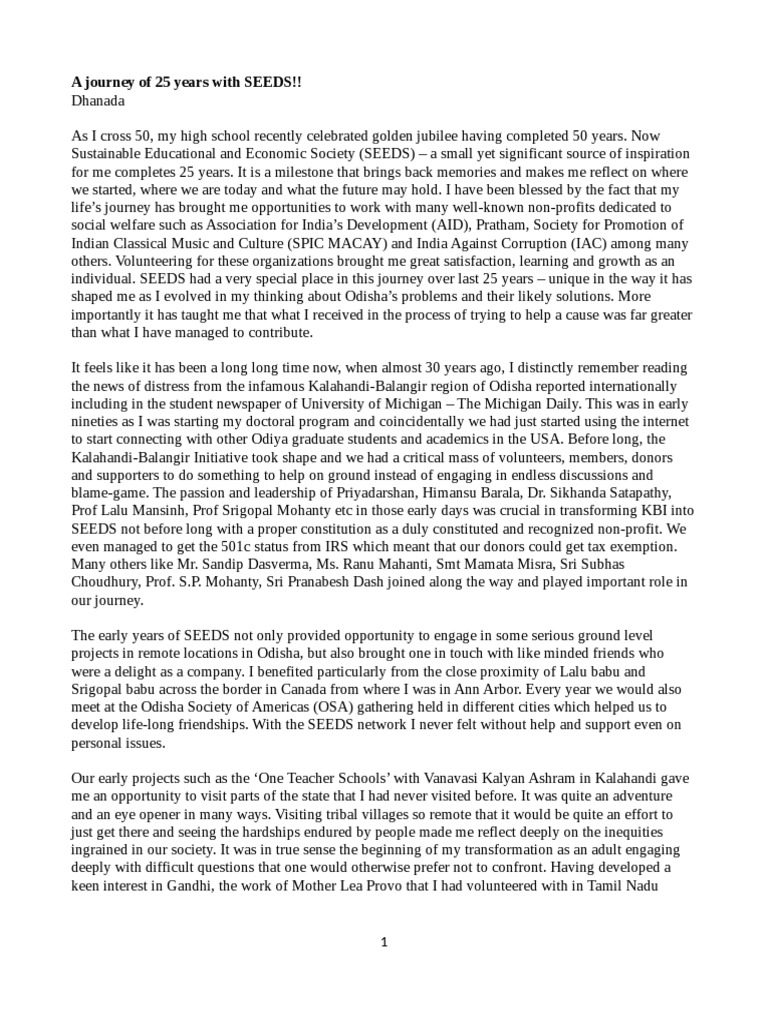 Seeds Article 25 Years | PDF | Religion & Spirituality