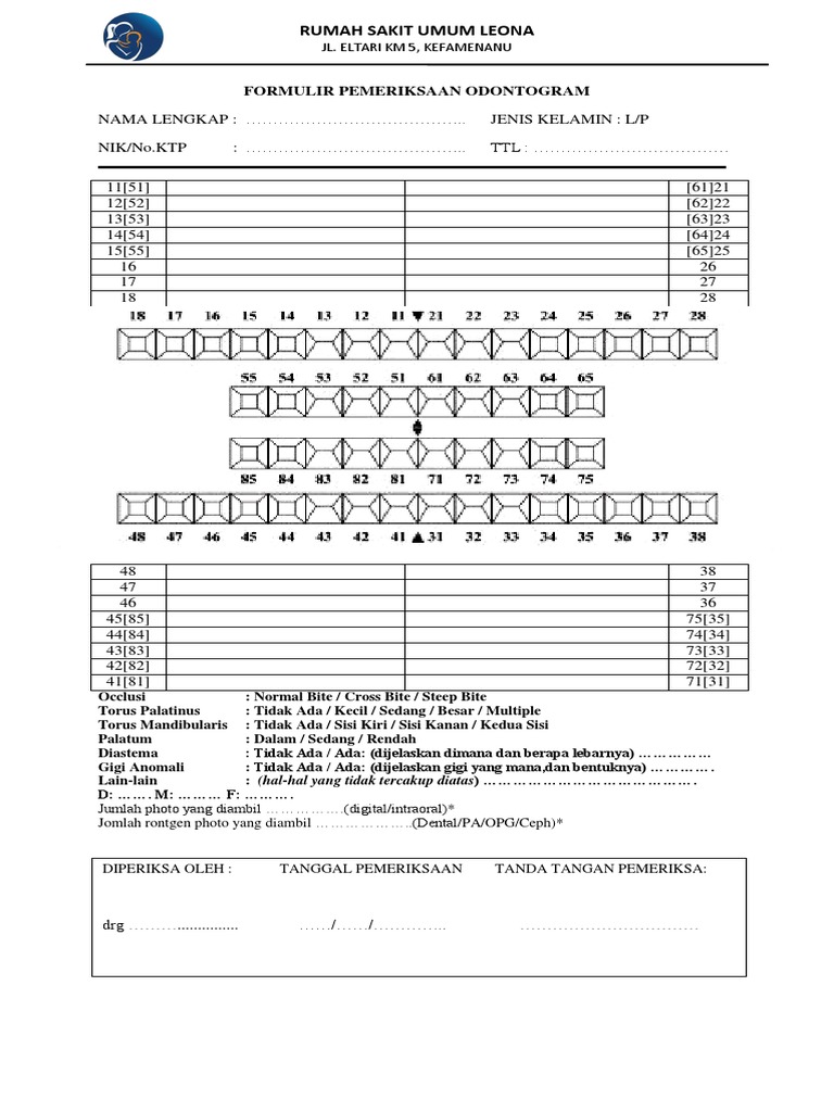 Formulir Pemeriksaan Odontogram | PDF