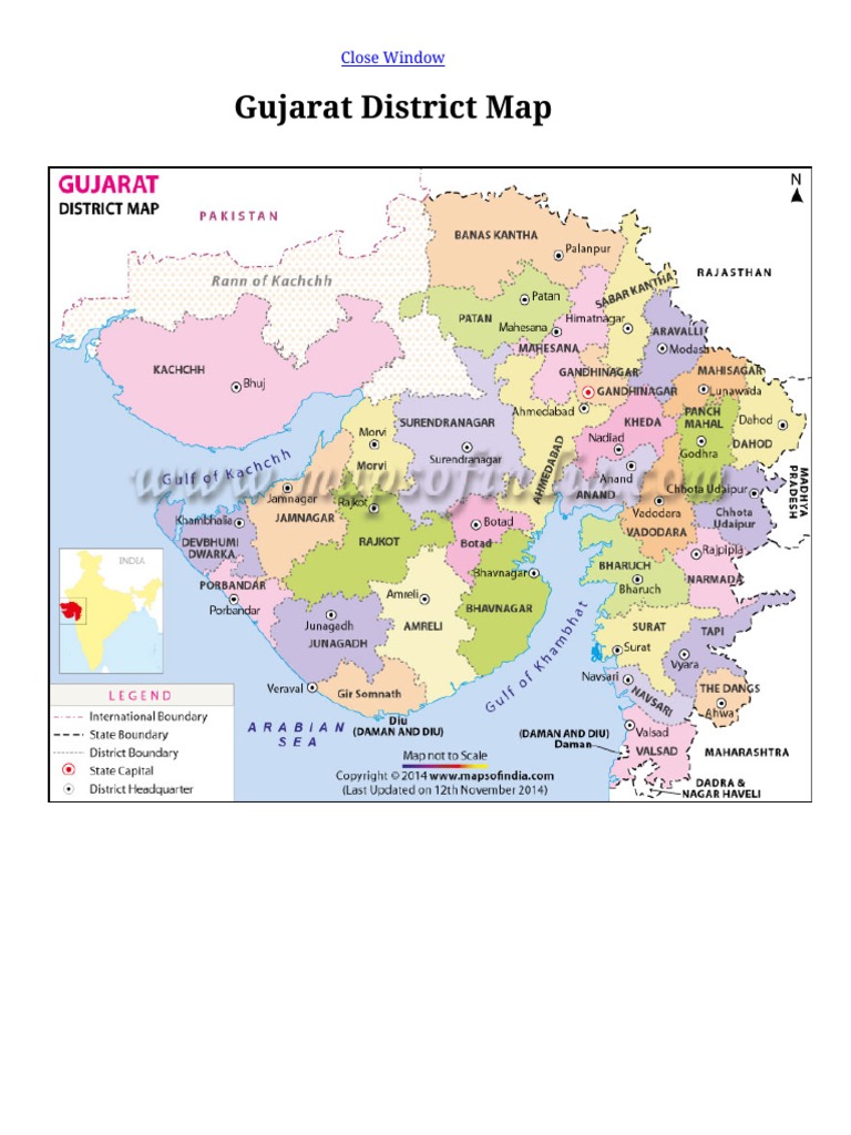 Gujarat District Map: Close Window | PDF