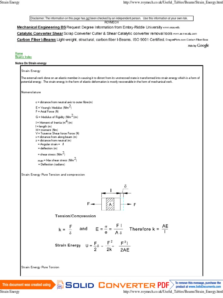 Strain Energy | PDF | Beam (Structure) | Bending