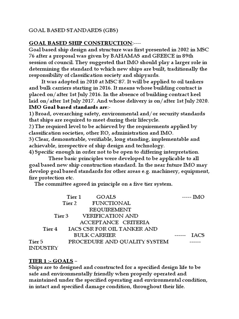 Goal Based Standards | PDF | Ships | Transport