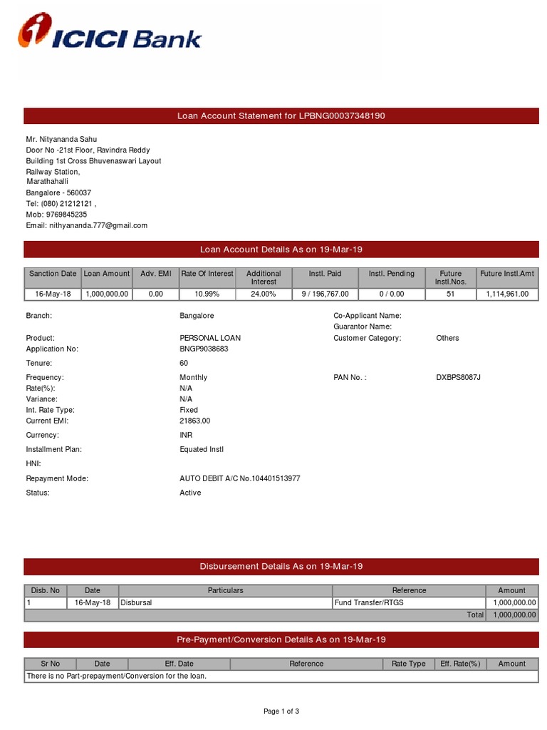 Loan Statement | PDF | Services (Economics) | Banking