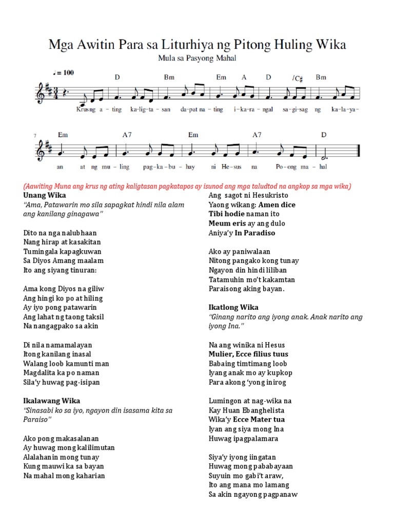 Awiting Sa Pitong Huling Wika | PDF