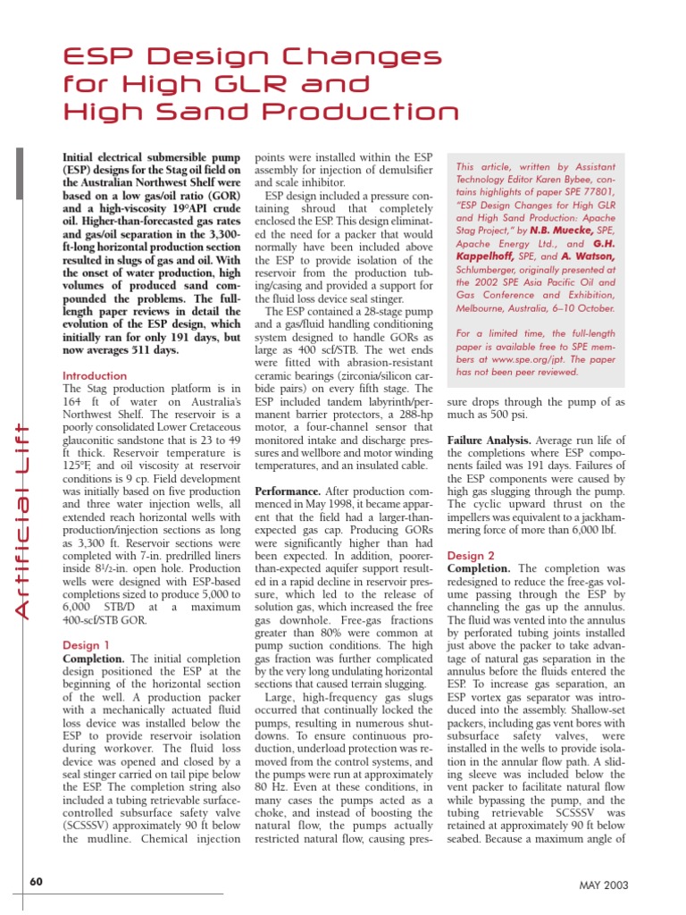 ESP Design Changes For High GLR and High Sand Production | PDF | Pump ...