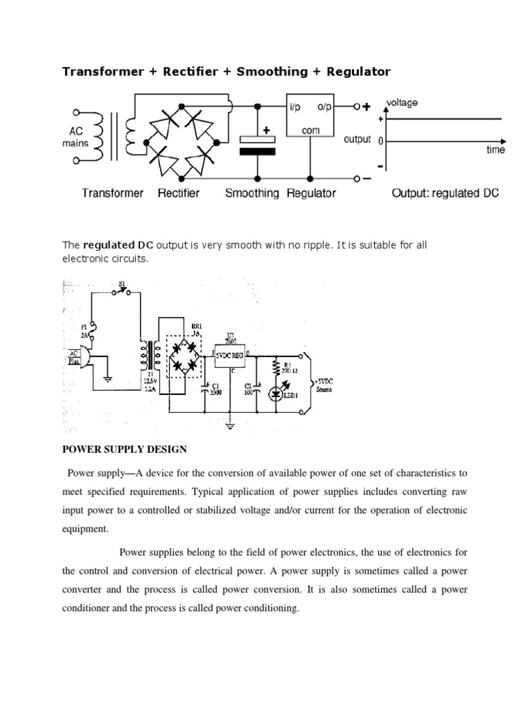 Transformer + Rectifier + Smoothing + Regulator | PDF