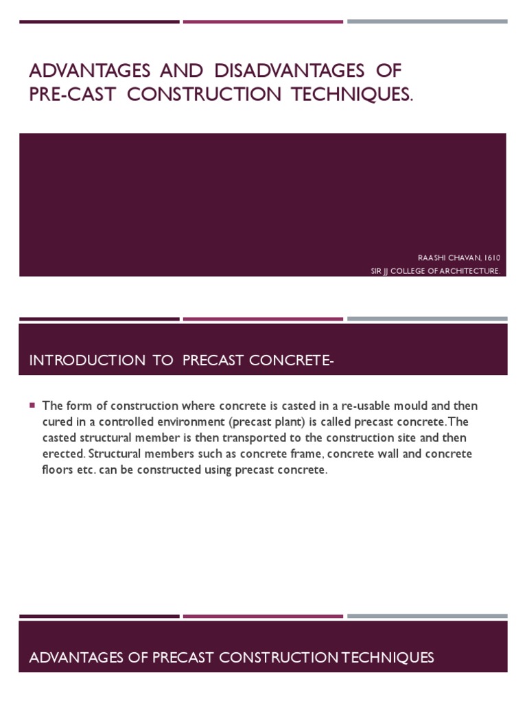 Advantages and Disadvantages of Pre-Cast Construction Techniques | PDF ...