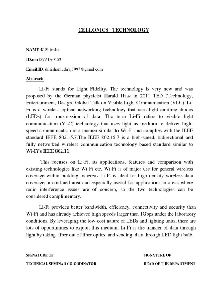 Cellonics Technology: NAME:K.Shirisha. ID - no:157Z1A0452 Abstract | PDF