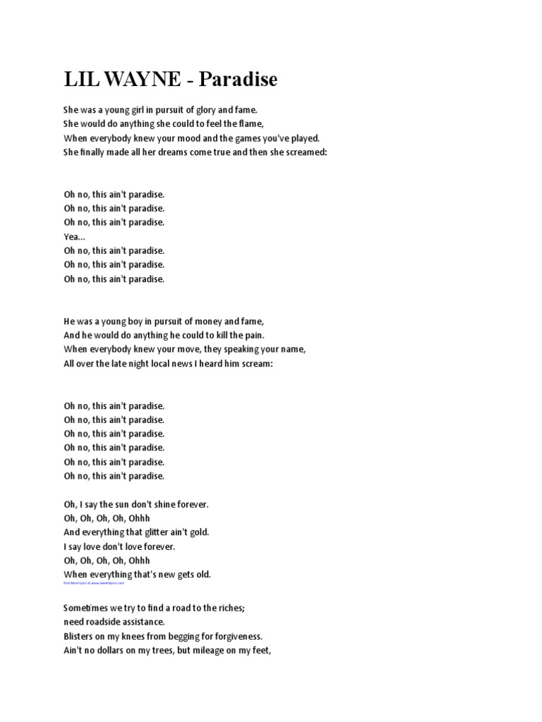 Lil Wayne Songs Lyrics | PDF | Poetry
