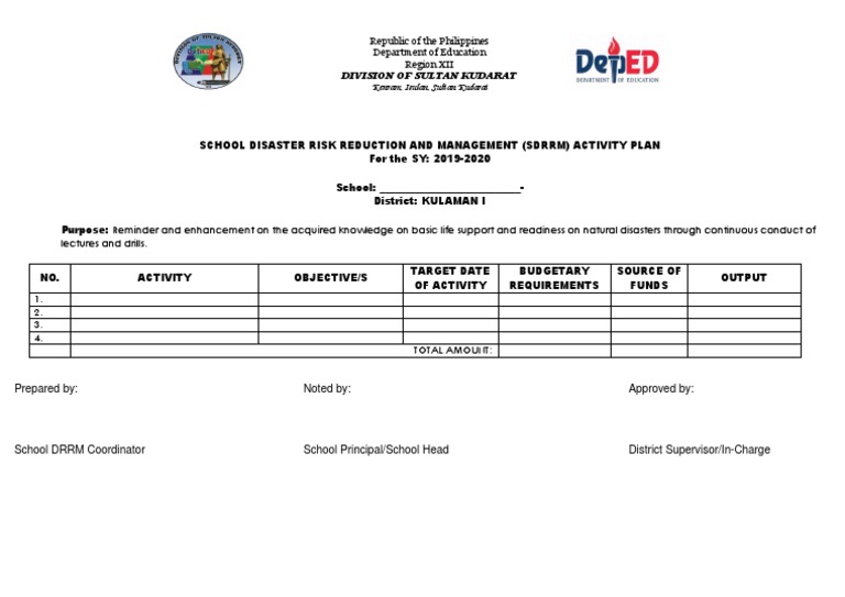 DRRM-ACTIVITY-PLAN.docx | Disaster And Accident | Disaster (General)