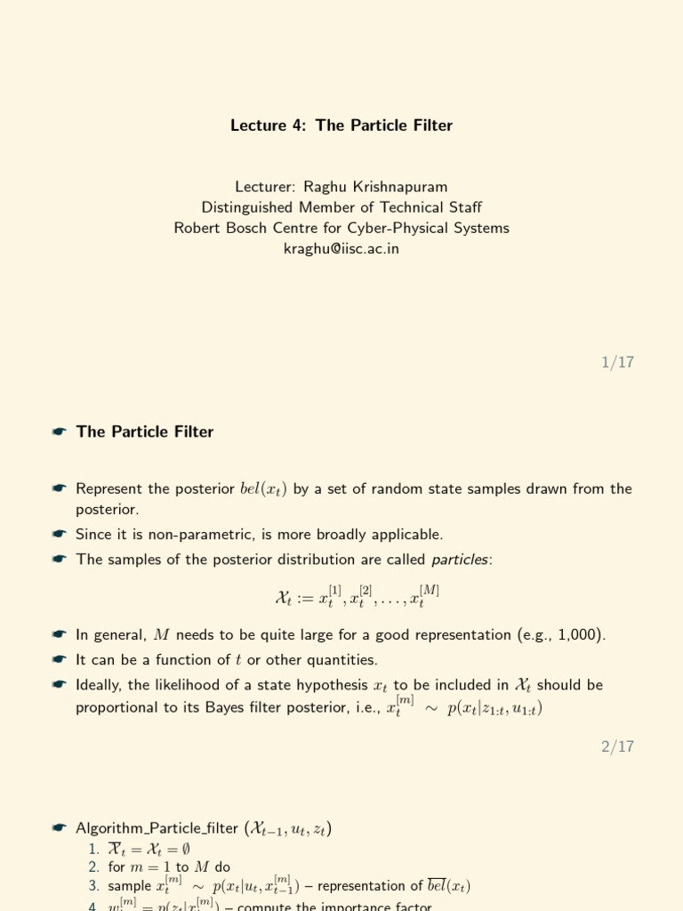 Particle Filter Pdf Resampling Statistics Variance