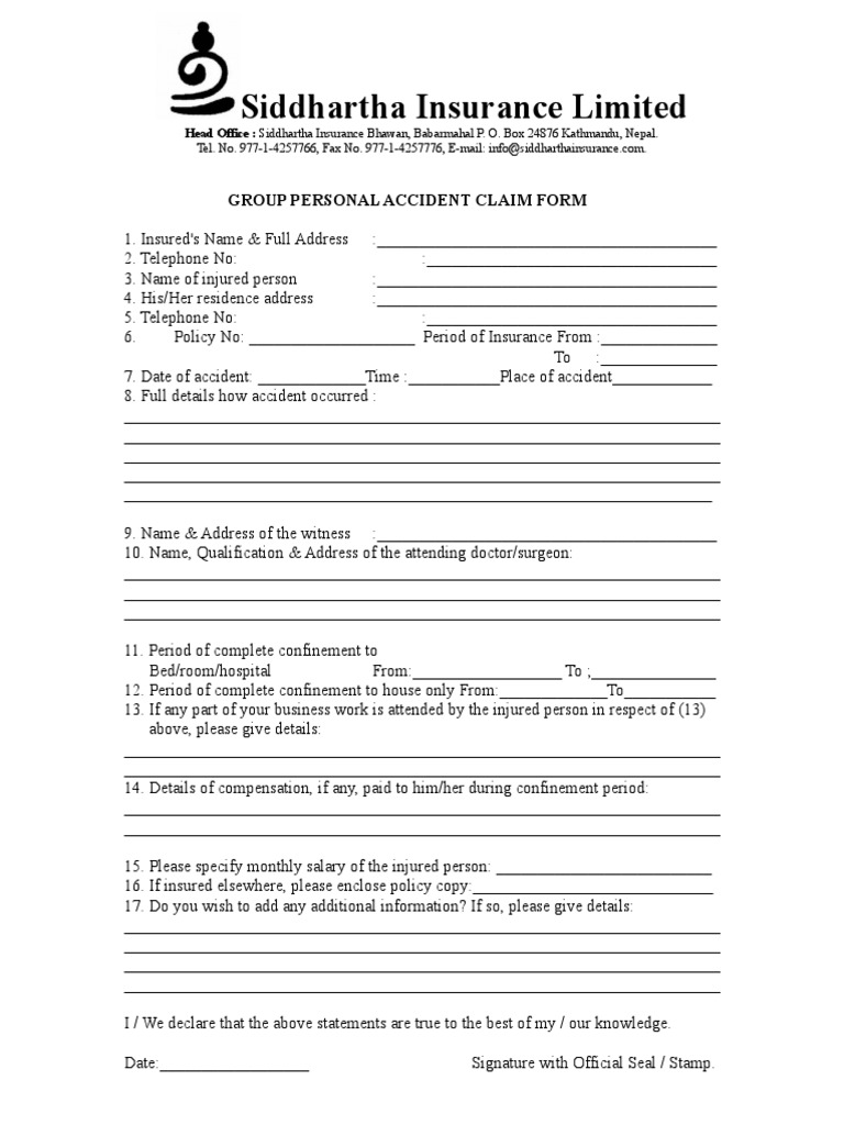 GPA Claim Form | PDF | Business