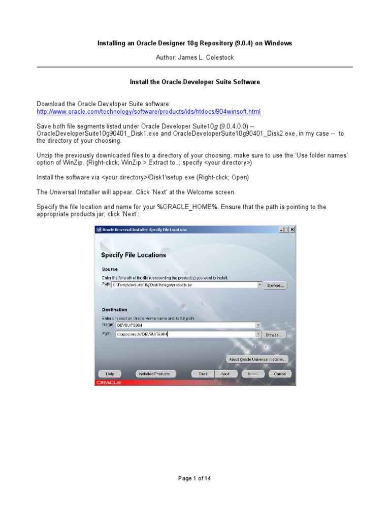 Install Oracle Designer 10g on Windows | PDF | Oracle Database | Zip ...