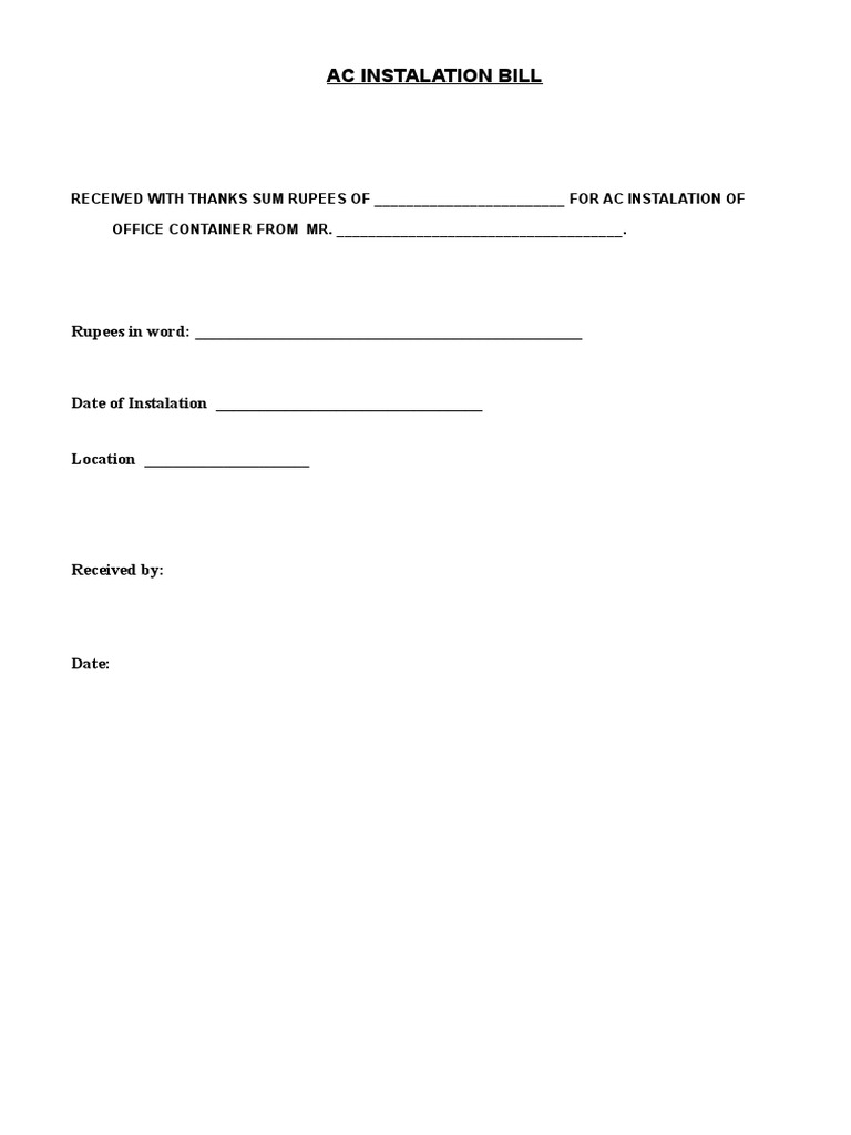 Ac Instalation Bill: Rupees in Word | PDF | Finance & Money Management