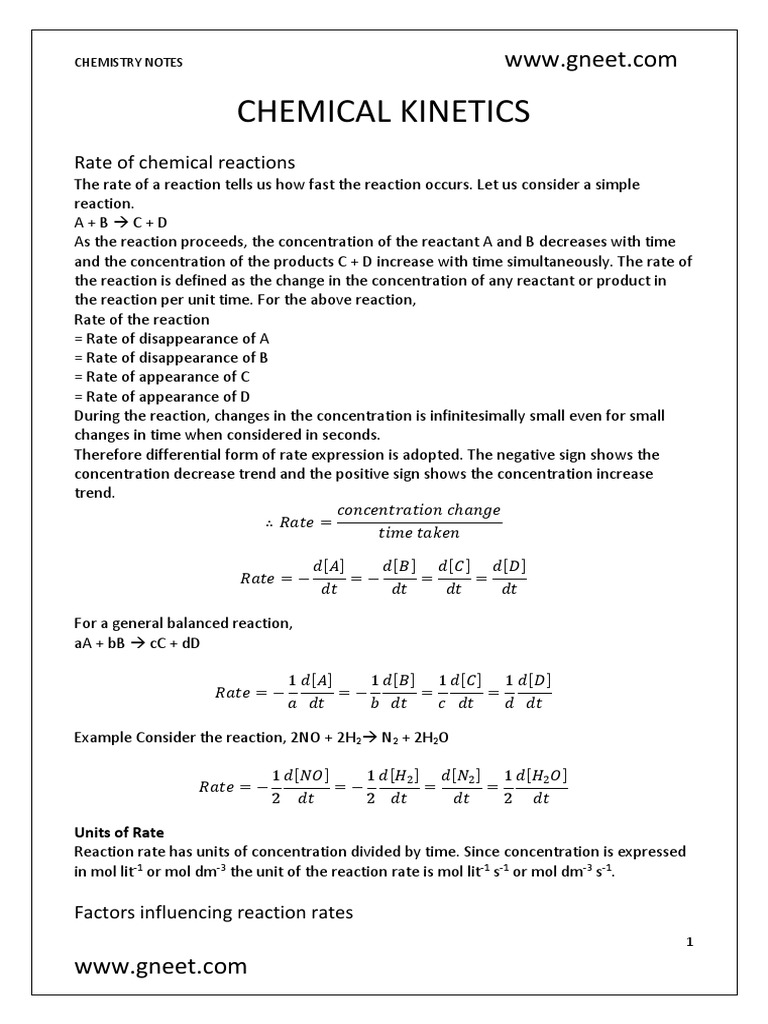 Chemical Kinietics PDF | PDF | Reaction Rate | Chemical Kinetics