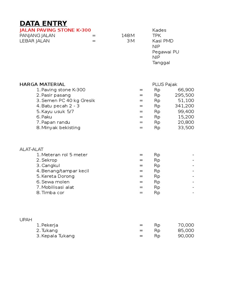 Jalan Paving Kanstein Rabat Beton-Lapangan | PDF