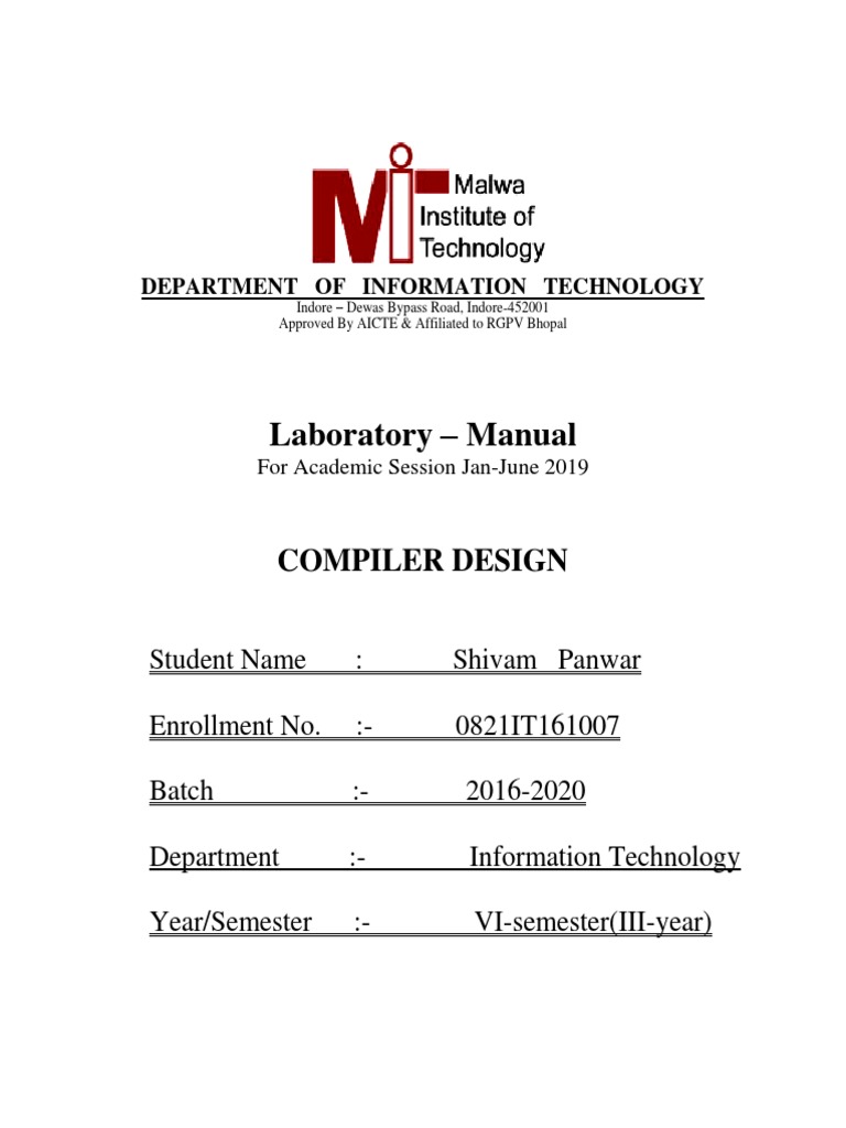 Laboratory - Manual: Compiler Design | PDF | Formalism (Deductive ... Laboratory - Manual: Compiler Design | PDF | Formalism (Deductive ...