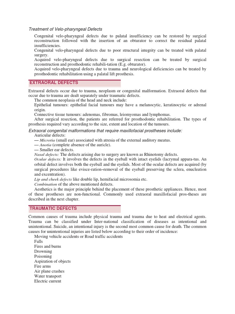 Extraoral Defects | PDF | Prosthodontics | Prosthesis