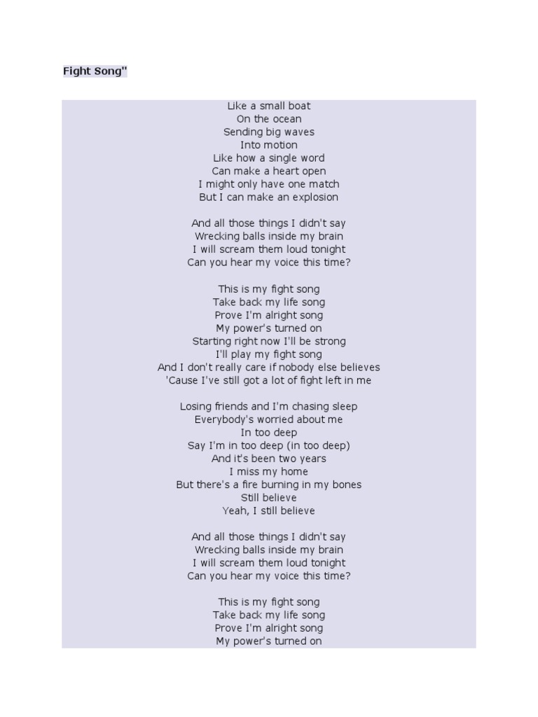 Fight Song" | PDF | Leisure