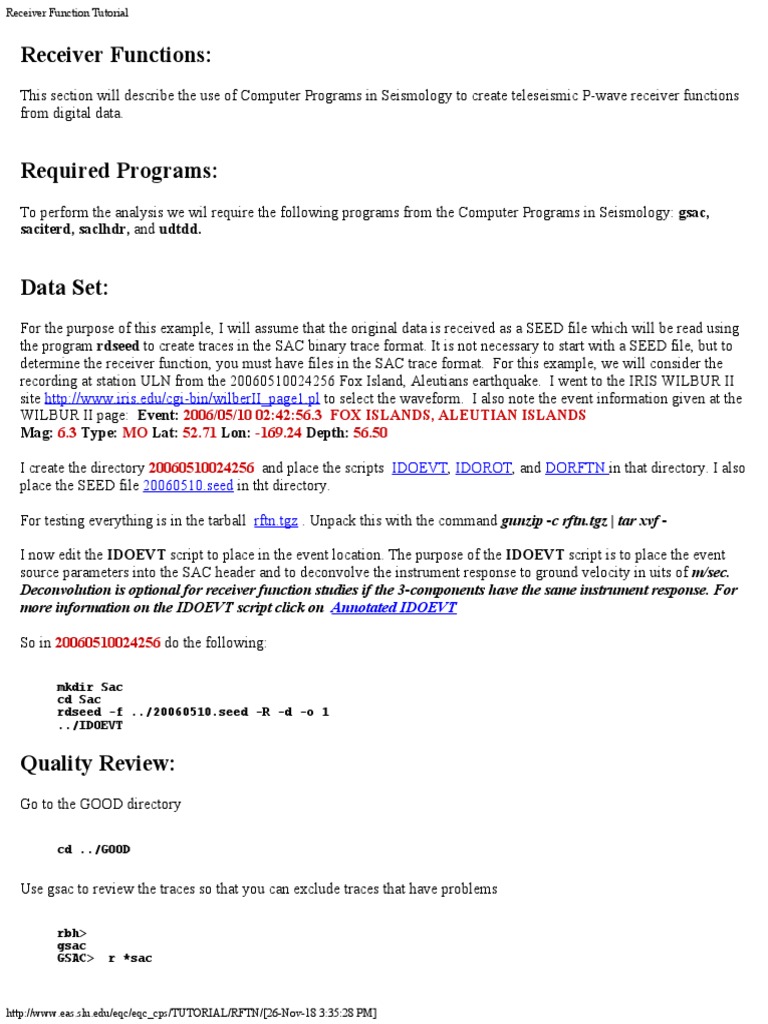 Receiver Function Tutorial Pdf Computer Programming Areas Of Computer Science