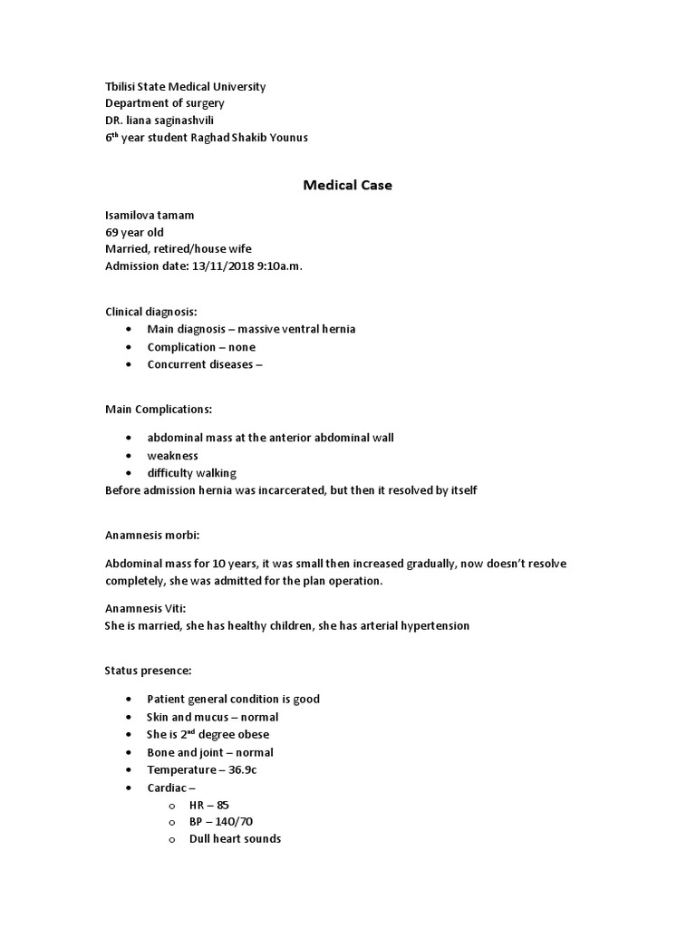 Medical Case of Surgery | PDF | Cardiology | Surgery