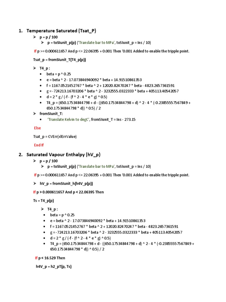 Equation For Steam Table | PDF | Steam | Transparent Materials