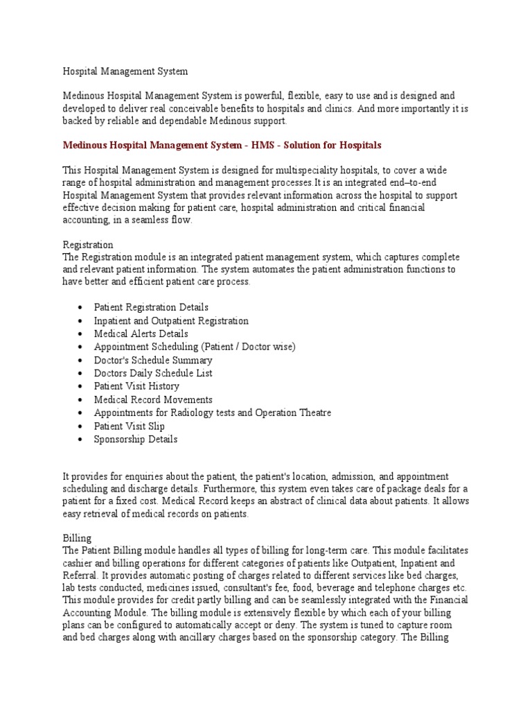 Medinous Hospital Management System - HMS - Solution For Hospitals ...