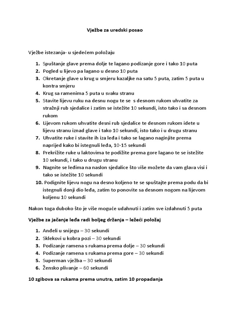 Vježbe Za Uredski Posao | PDF