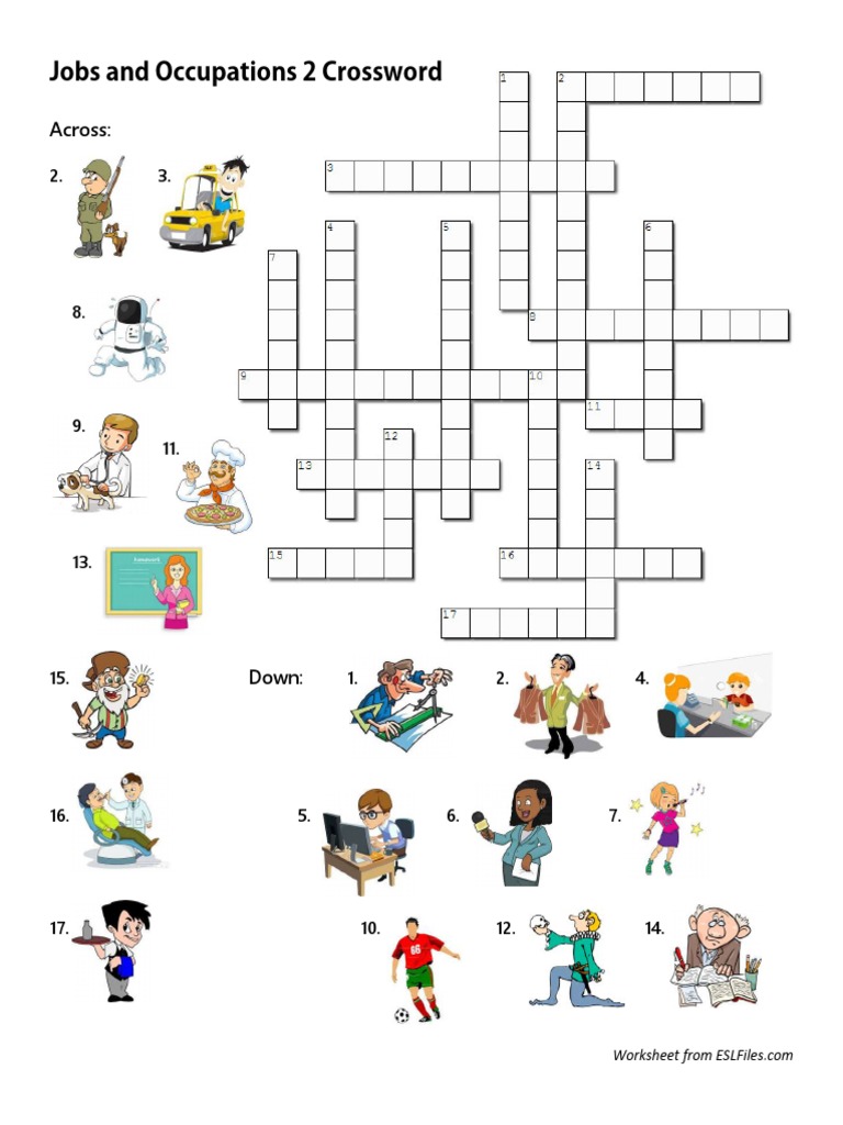 Jobs and Occupations Crossword Puzzle | PDF