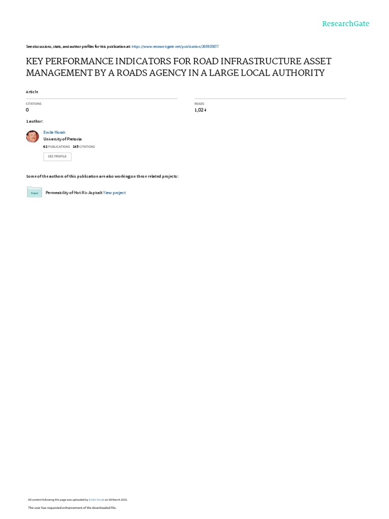 Key Performance Indicators For Road Infrastructure | PDF | Sensitivity ...