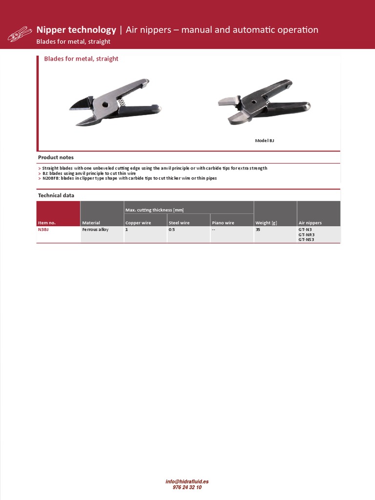 Nipper Technology - Air Nippers - Manual and Automatic Operation | PDF