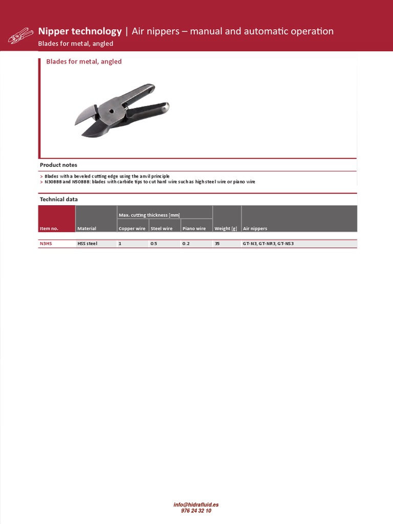 Nipper Technology - Air Nippers - Manual and Automatic Operation | PDF