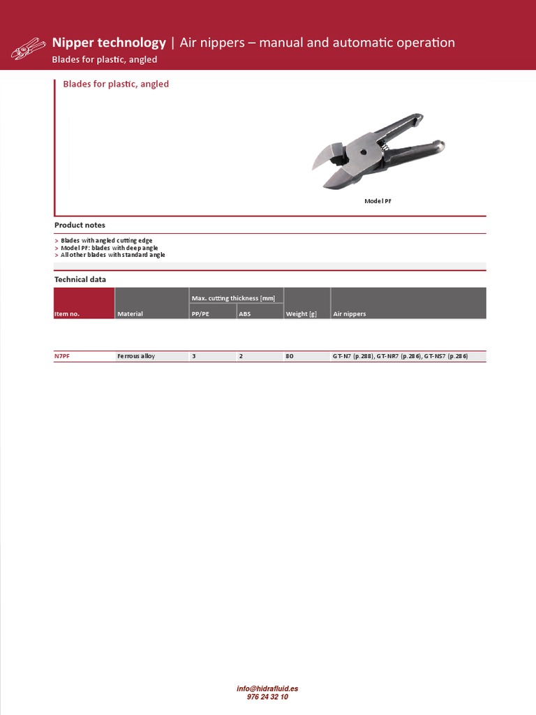 Nipper Technology - Air Nippers - Manual and Automatic Operation | PDF